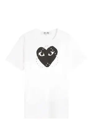 Play Comme Des Garcon Studded Heart T-shirt - White/black