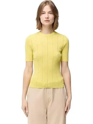 GOBI MONGOLIAN CASHMERE Ajour-knit Cashmere Silk Top - Blazzing Yellow