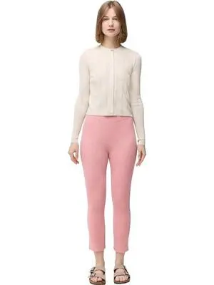 GOBI MONGOLIAN CASHMERE Rib-knit Cashmere Silk Pants - Pink Icing