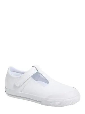 FOOTMATES Drew Mary Jane Sneaker - White Leather/ Gray