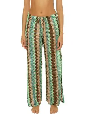 BECCA® By Rebecca Virtue Paradise Open Knit Cover-up Pants - Grass Mult