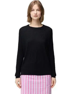 GOBI MONGOLIAN CASHMERE Silk Cashmere Textured Sweater - Black
