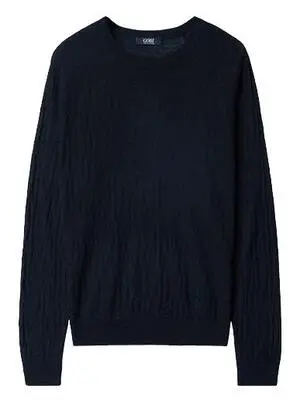Gobi Cashmere Silk Textured Sweater - Black