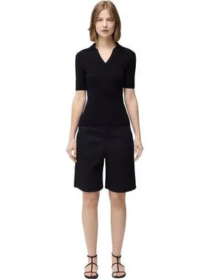 Gobi Cashmere Silk Blend Polo Shirt - Black