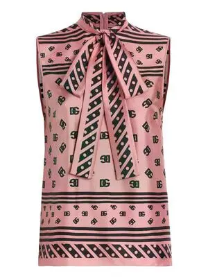 Dolce & Gabbana Dna Logo-print Sleeveless Blouse - Pink