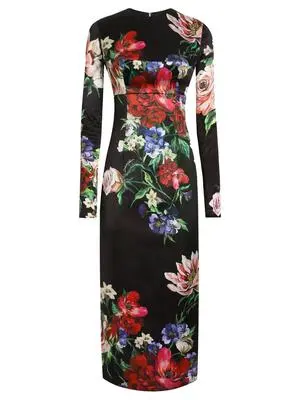 Dolce & Gabbana Floral-print Midi Dress - Black