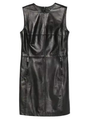 Karl Lagerfeld Leather Shift Mini Dress - Black