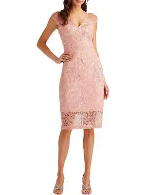 Tadashi Shoji Evonne Embroidered Dress - Pink