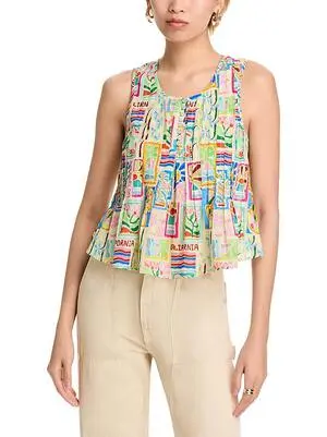 Aqua Amey Pleated Sleeveless Tank Top - Li California