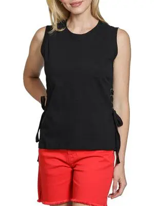 APNY Side Laced Cotton Tank - Black