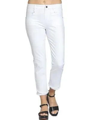 APNY Olivia Double Frayed Ankle Jeans - White