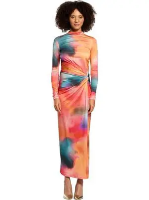 DASKA Athena Printed Maxi Dress - Orange Abstract
