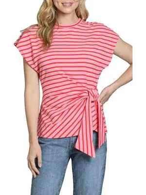 APNY Stripe Side Tie T-shirt - Pink/orange
