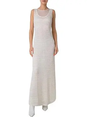 Akris Sleeveless Crochet & Knit Sweater Dress - Ecru