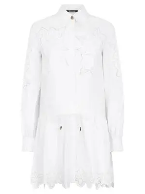 Roberto Cavalli Embroidered Shirt Dress - White