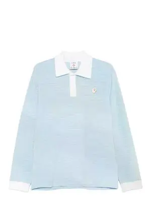Casablanca Velour Striped Polo Shirt - Blue