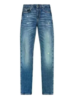 Emporio Armani Distressed Straight Leg Jeans - Blue