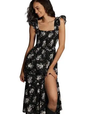Anthropologie Peregre Midi Dress - Black Floral