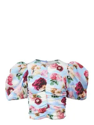 Fleur Du Mal Georgette Puff Sleeve Top - Dreamy Floral Print