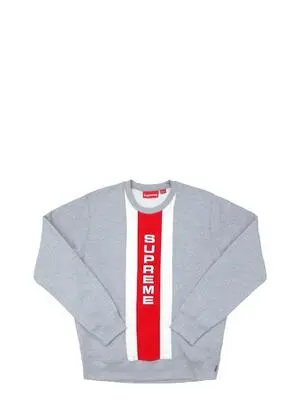 Supreme Vertical Logo Panel Crewneck Sweatshirt - Heather Grey