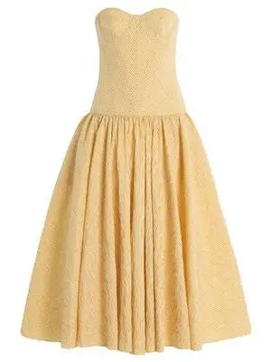 Alexis Summers Striped Corseted Midi Dress - Yellow