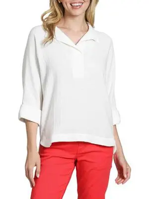 APNY Textured High-low Popover Top - White