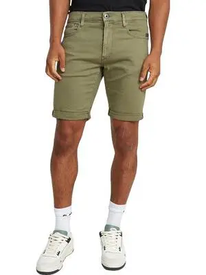 G-star Raw 3301 Slim Fit Denim Shorts - Faded Shamrock Gold