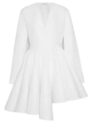 Alaïa Long Sleeve Cotton Poplin Minidress - Blanc