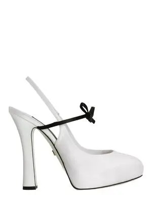 Dolce & Gabbana 105mm Satin Platform Pumps - White