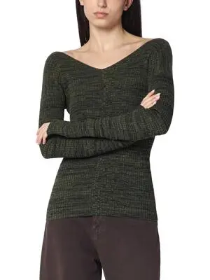 6397 Double V Sweater - Green
