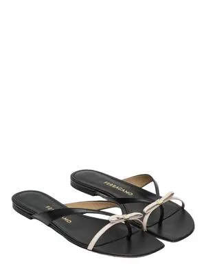 FERRAGAMO Mini Bow Flip Flop - Black