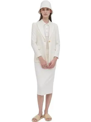 Rosetta Getty Solid Interlock Pencil Skirt - White
