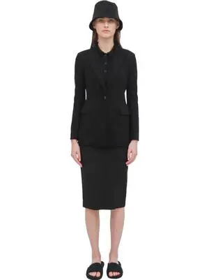 Rosetta Getty Solid Interlock Pencil Skirt - Black