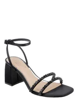 Badgley Mischka Ankle Strap Sandal - Black Satin