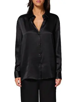 Simone Perele Love Me Silk-blend Button-up Shirt - Black
