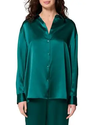 Simone Perele Love Me Silk-blend Button-up Shirt - Emerald
