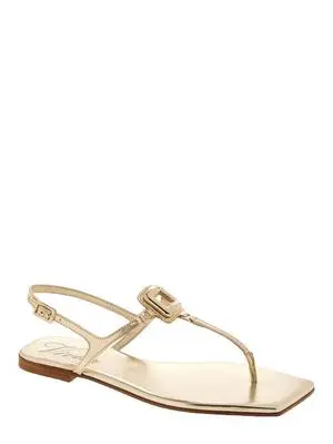 ROGER VIVIER Viv' The Sea Metallic T-strap Sandal - Oro Chiaro