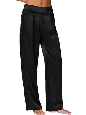Simone Perele Love Me Lace Trim Silk Blend Pants - Black