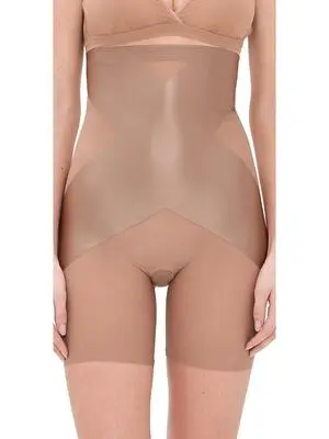 Spanx High-waisted Midthigh Shorts - Cafe Au Lait