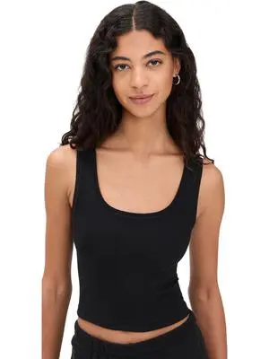 Eterne Square Neck Ribbed Tank - Black
