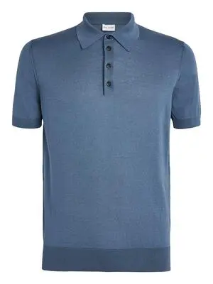 Pal Zileri Silk-cotton Polo Shirt Blue