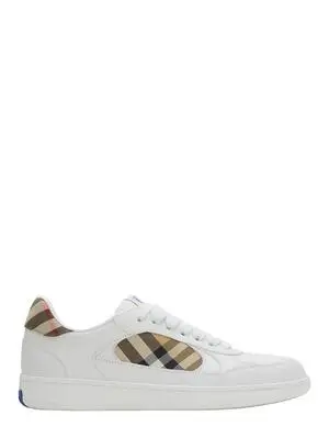 Burberry Terrace Mix Leather And Check Low-top Sneakers - White