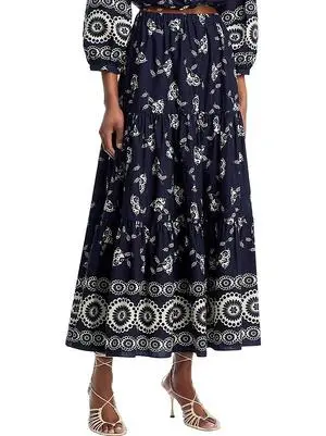 Cara Cara Melanie Printed Skirt - Floret Evening Blue