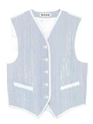 BODE Club Stripe Waistcoat - White