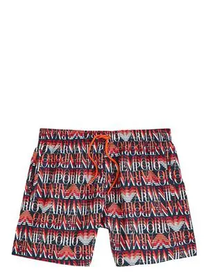 Emporio Armani Logo-print Swim Shorts - Red