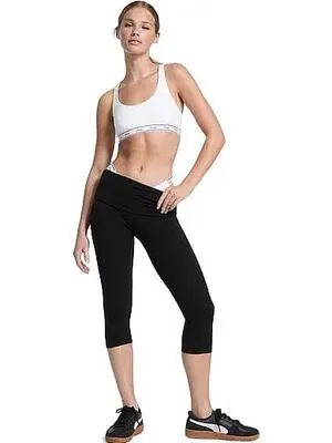Pink All-day Cotton™ Foldover Capri Leggings - Black