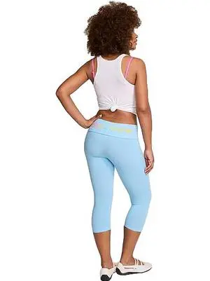 Pink All-day Cotton™ Foldover Capri Leggings - Blue