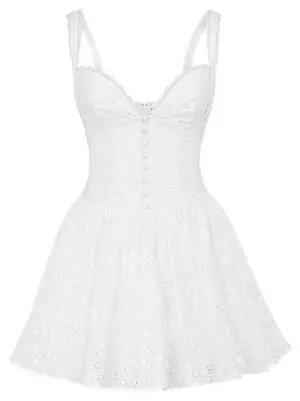 House Of Cb Brigitte Broderie Mini Dress - White Cotton