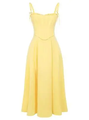 House Of Cb Clarabelle Sleeveless Cotton-blend Midi Dress - Sunshine