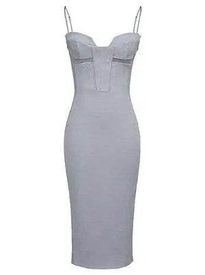 House Of Cb Panelled Bodycon Midi Dress - Light Grey